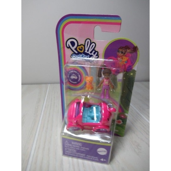 Mattel | Toys | Polly Pocket Doll Pink Mini Car Girl Cat New Set | Poshmark